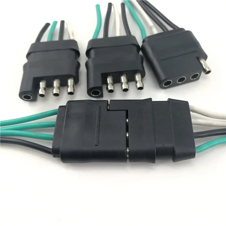 Trailer Wiring Connector 4 Pin Flat Wire Plug Connector Trailer Light ...