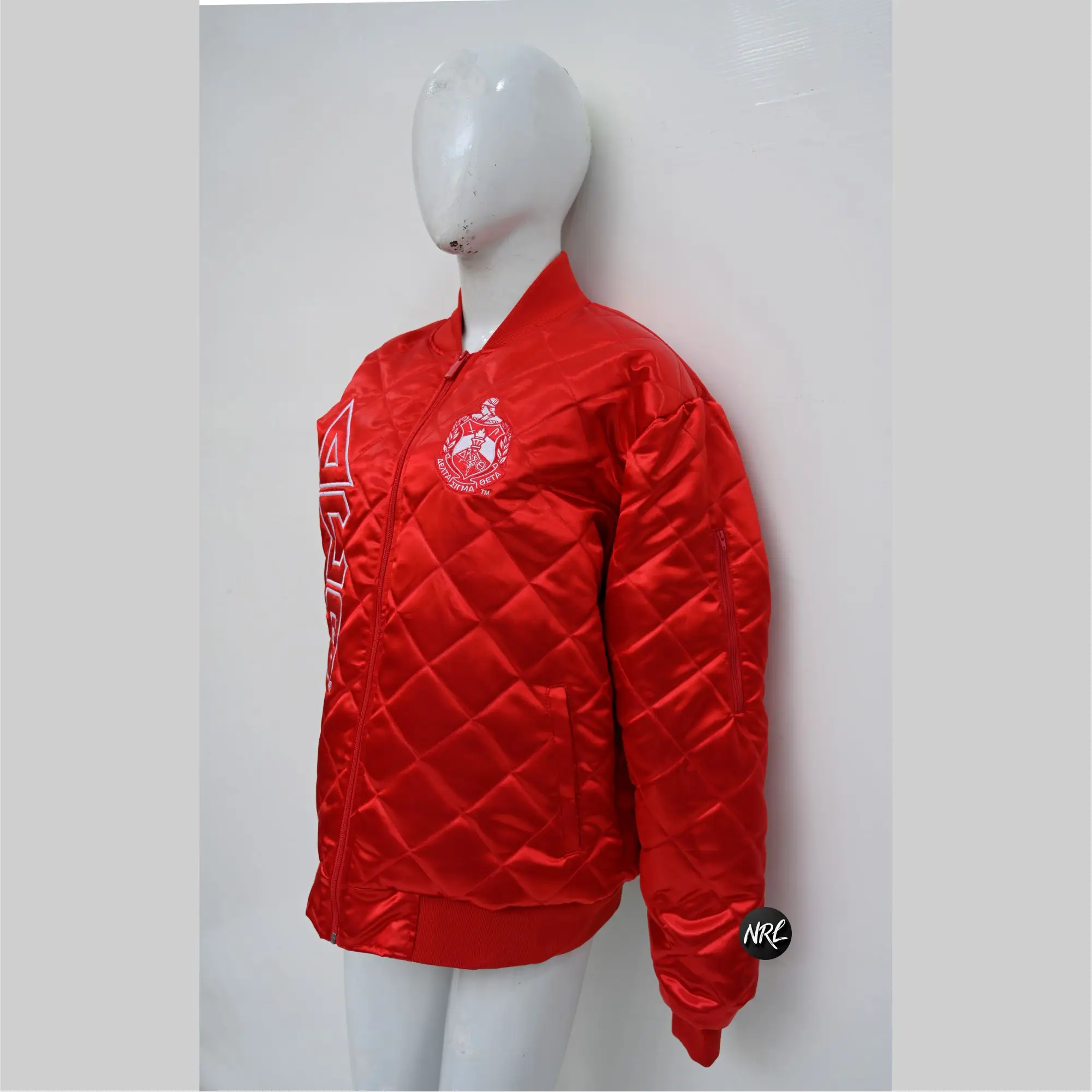 Greek Symbols Satin Jacket - Men's Varsity Style for Women