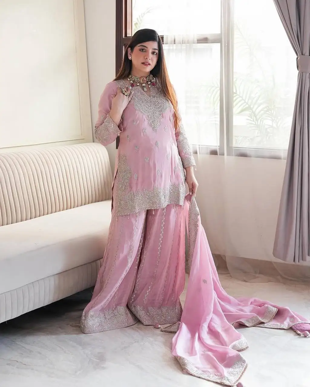 Islamic Stylish Pakistani Sharara Suit for Muslim Women with Stitched ...