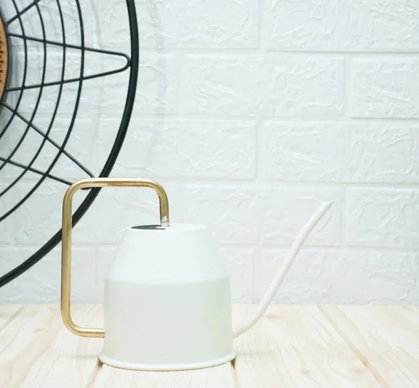 Iron Simple Round Watering Can White & Gold Colour Smart Sprinkler Home ...