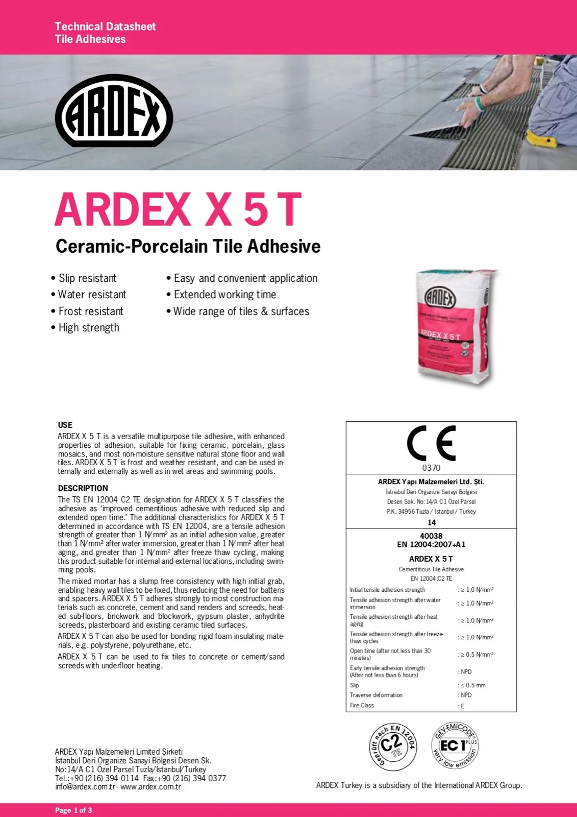 Ardex X 5 T Gray Ceramic Porcelain Tile Adhesive Flexible And Versatile Tile And Stone Mortar ...