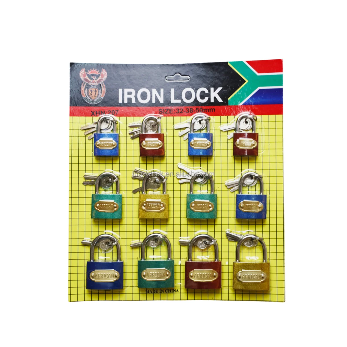 12 Pcs Padlock Set - Durable Iron Locks in Various Sizes