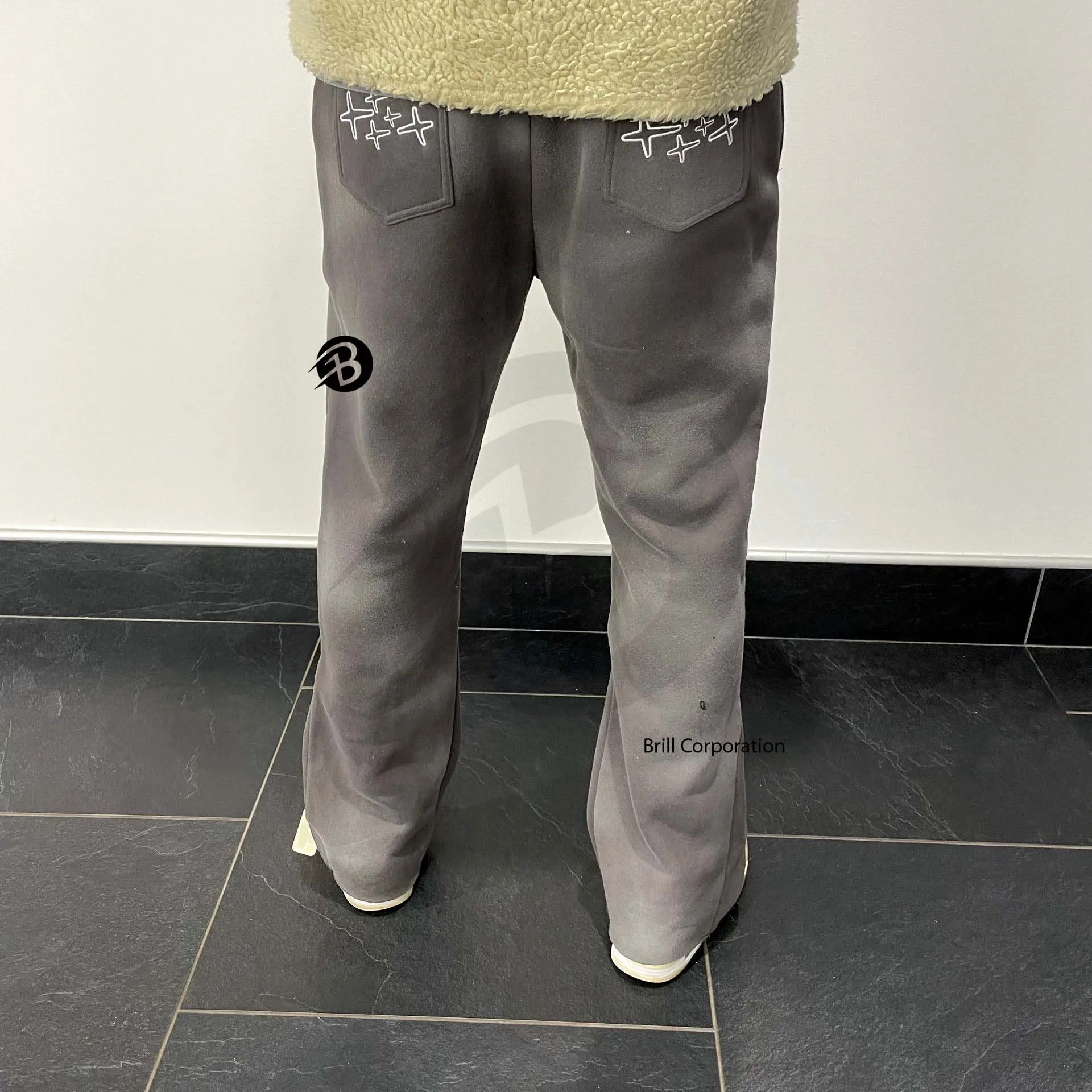 Workout Light Weight Manufacture Slim Fit Sweatpants Flare Acid Wash ...