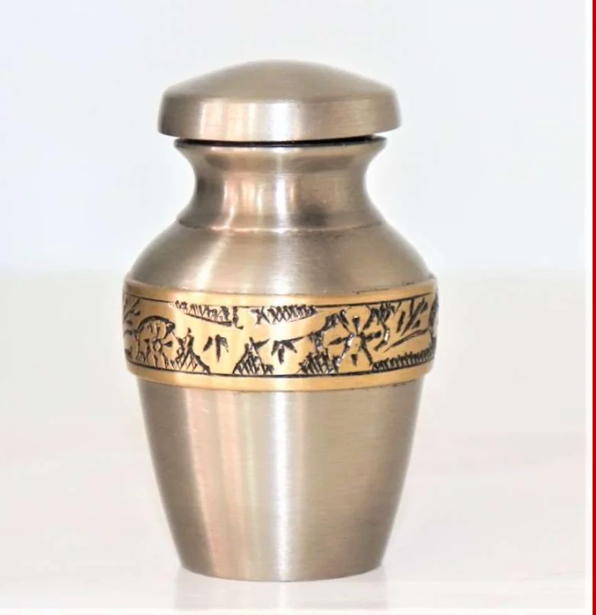 Brass Blue Cloud Small Keepsake Urn For Human Ashes Container Set Of 1 Miniature Sacred Token ...