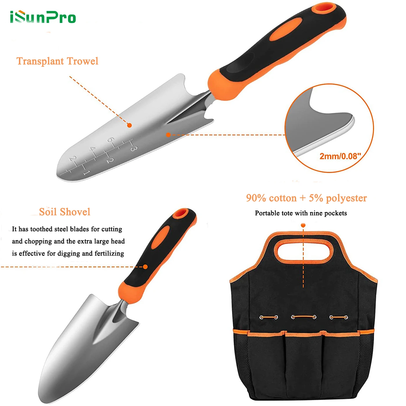 7pcs Multifunctional Digging Tool Stainless Steel Gardening Tool Set ...