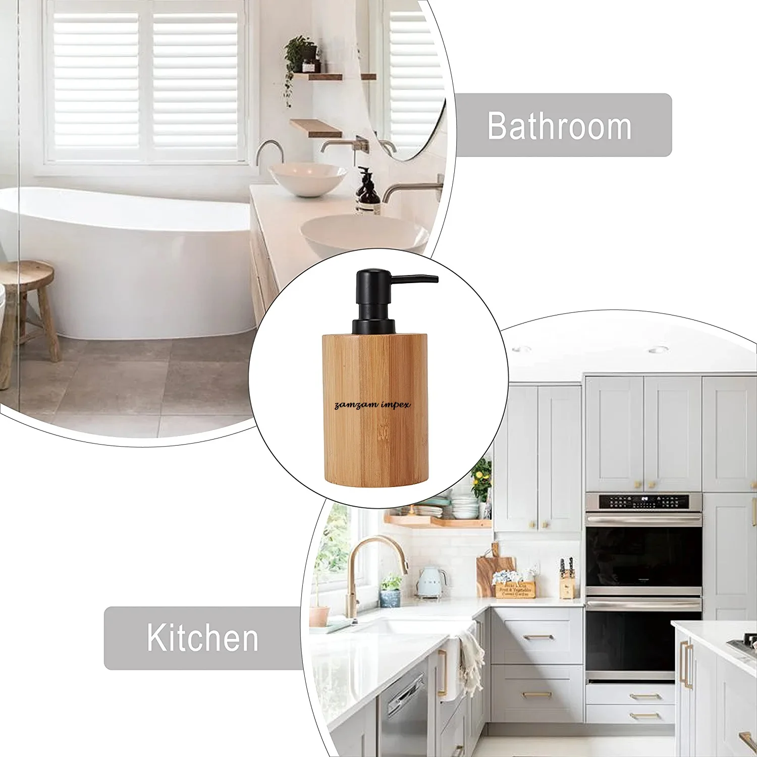 Luxury Bamboo Wood Round Hand Soap Dispenser In Natural Wood Color ...