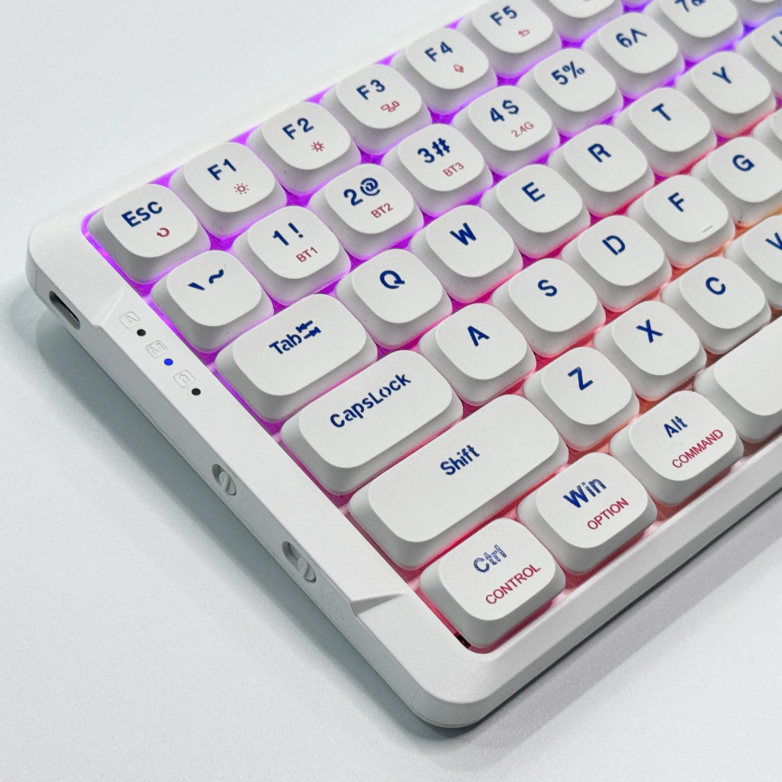 Wireless Pink Mechanical Keyboard - Ergonomic Typewriter with Round ...