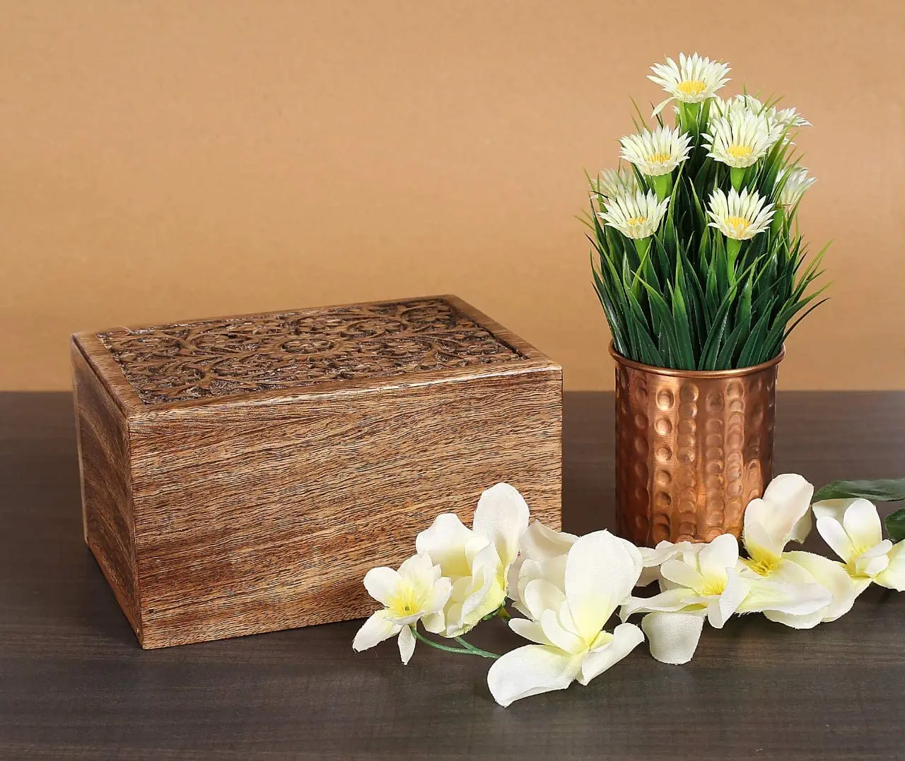 Funeral Cremation Urn Ashes With Beautiful Handmade Carving In Centre ...