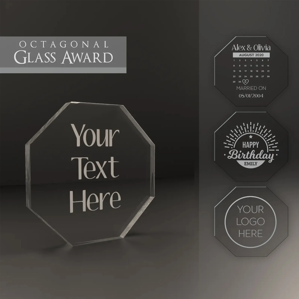 Engraved Glass Award Trophy Jade Oblivion Crystal Trophies Personalised ...