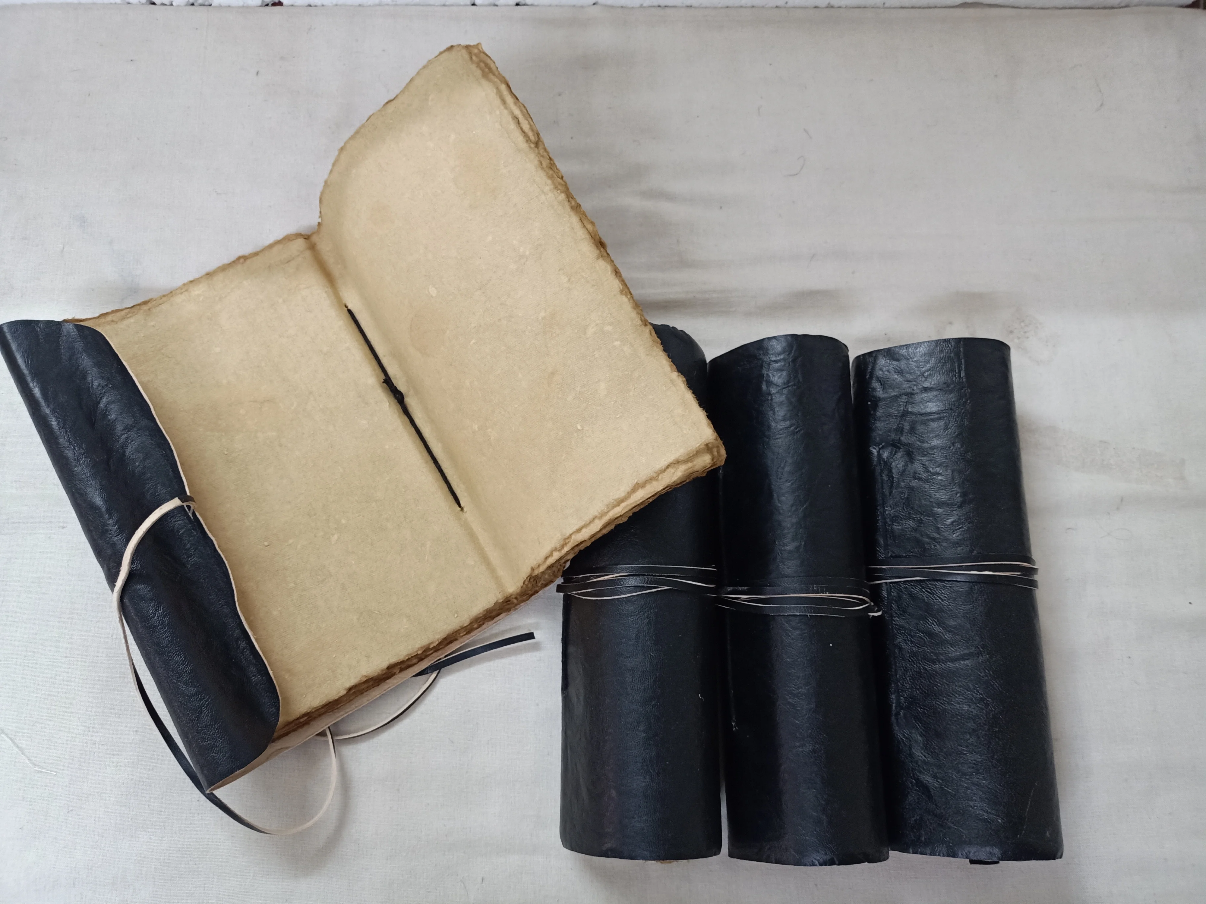 Custom Made Nice Scroll Leather Journals Made Using Old Deckle Edged ...