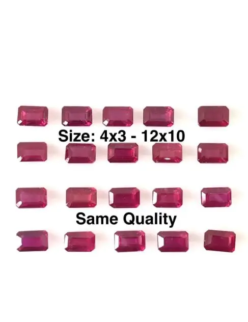 Ruby Octagon Shape Cut Faceted Loose Gemstone Size 4x3mm, 5x3mm, 5x4mm ...