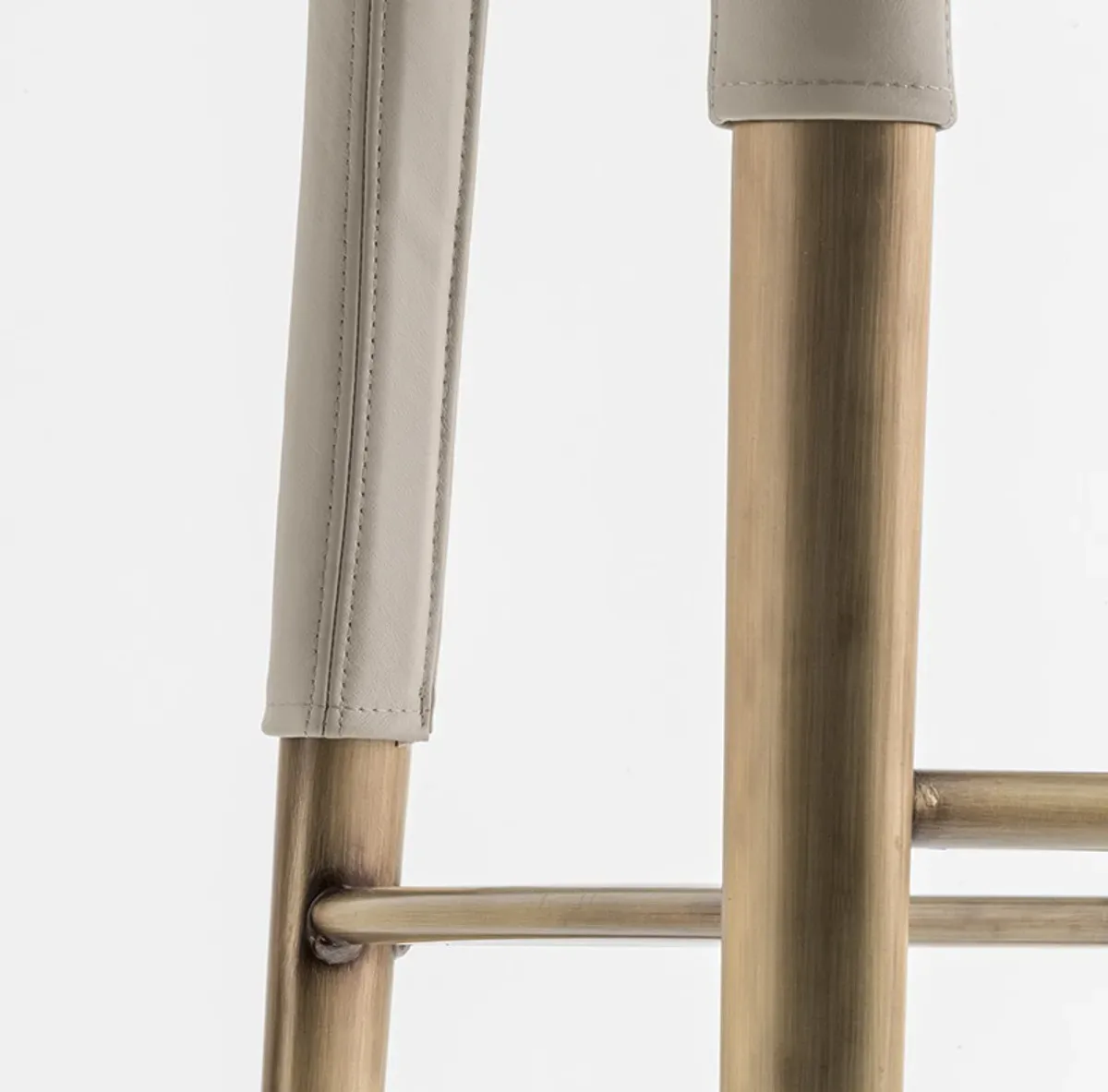 Modern Luxury Bar Stool Long Legs Leather Upholstery Teak Wood Gold ...