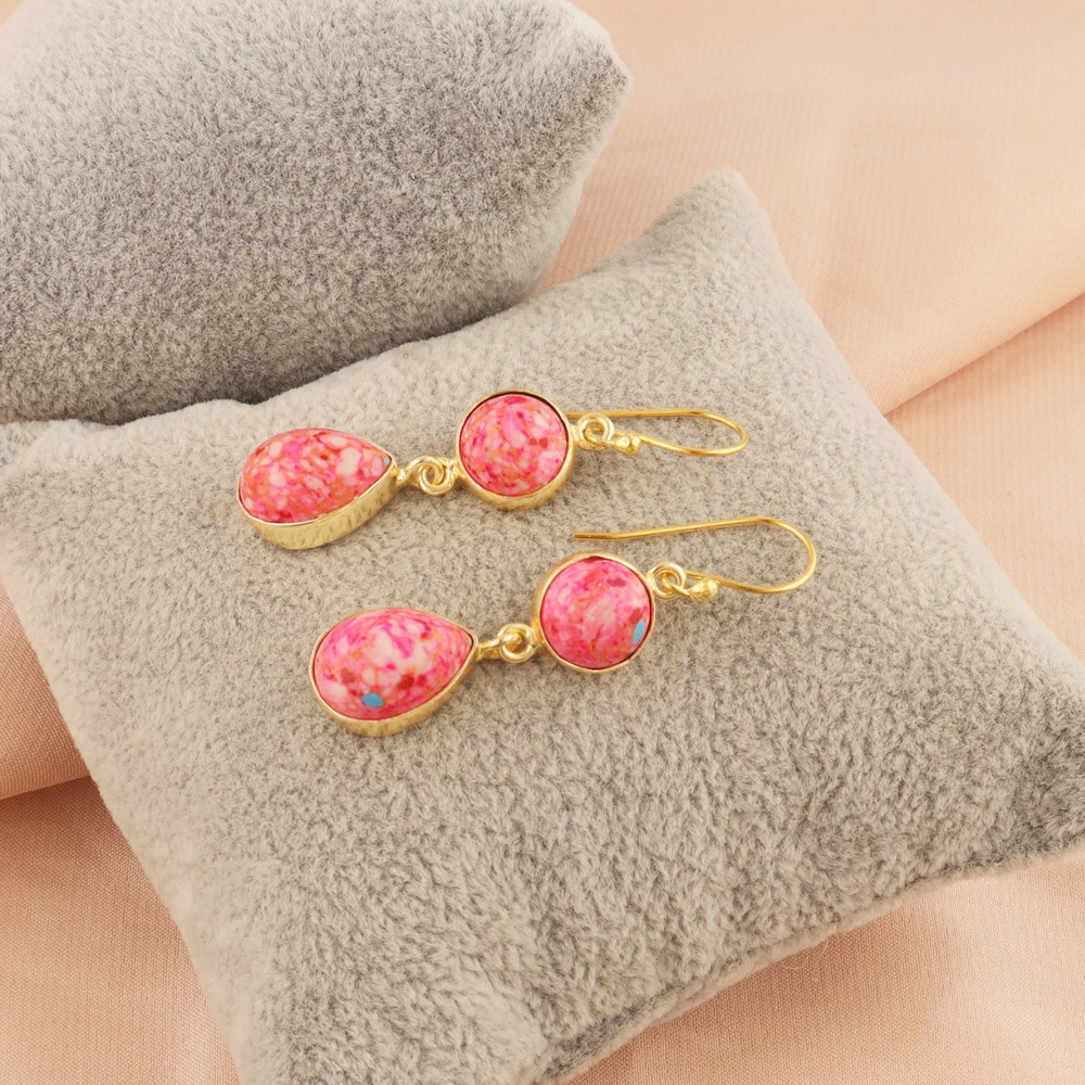 Wholesale 18K Gold Plated Brass Earrings Handmade Statement Synthetic ...