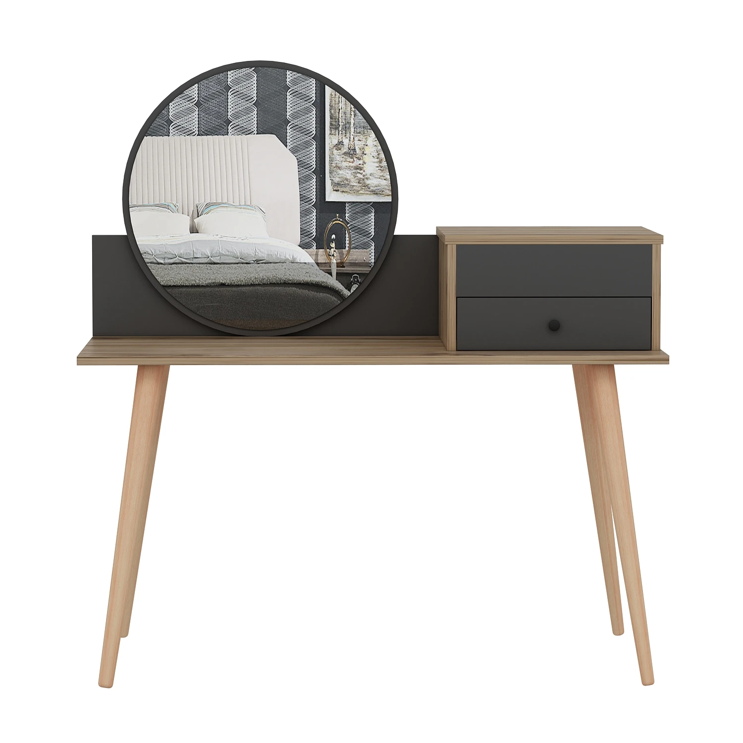 Elegance Angel Make-up Table Anthracite Natural Oak With Mirrored New ...