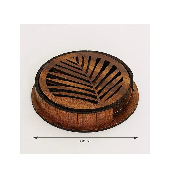 Fancy Design Fresh Natural Wooden Coaster Unique Design Round Shape Cup ...