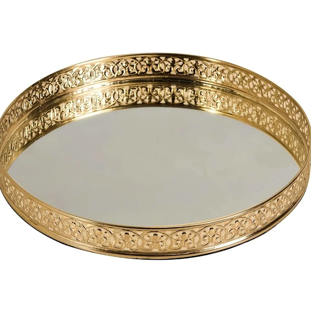 Luxury Golden Mirror Display Trays - Customizable Jewelry Decor