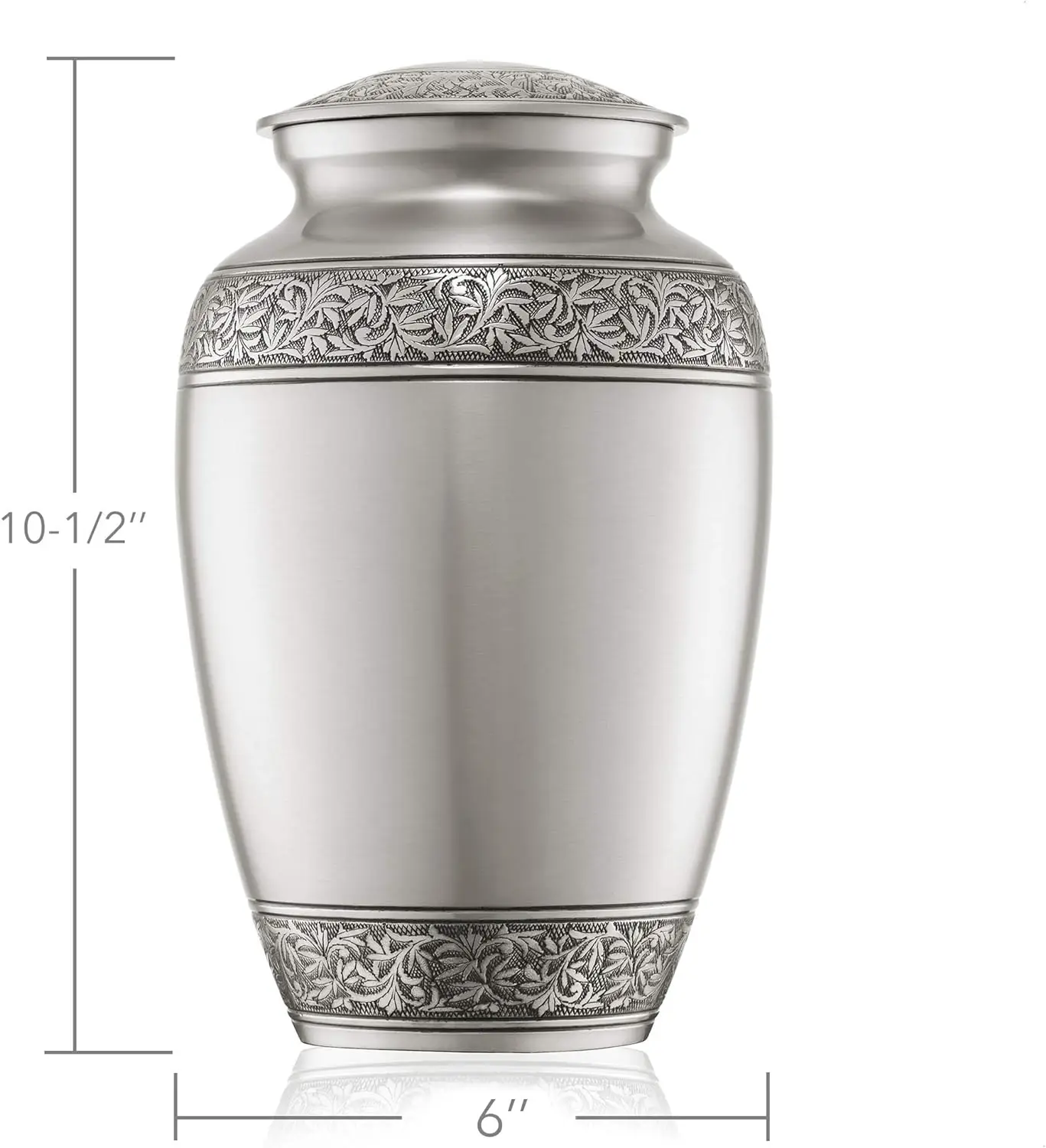 Cremation Memorial Urn For Human Ashes Silver Adult Funeral Urn With ...