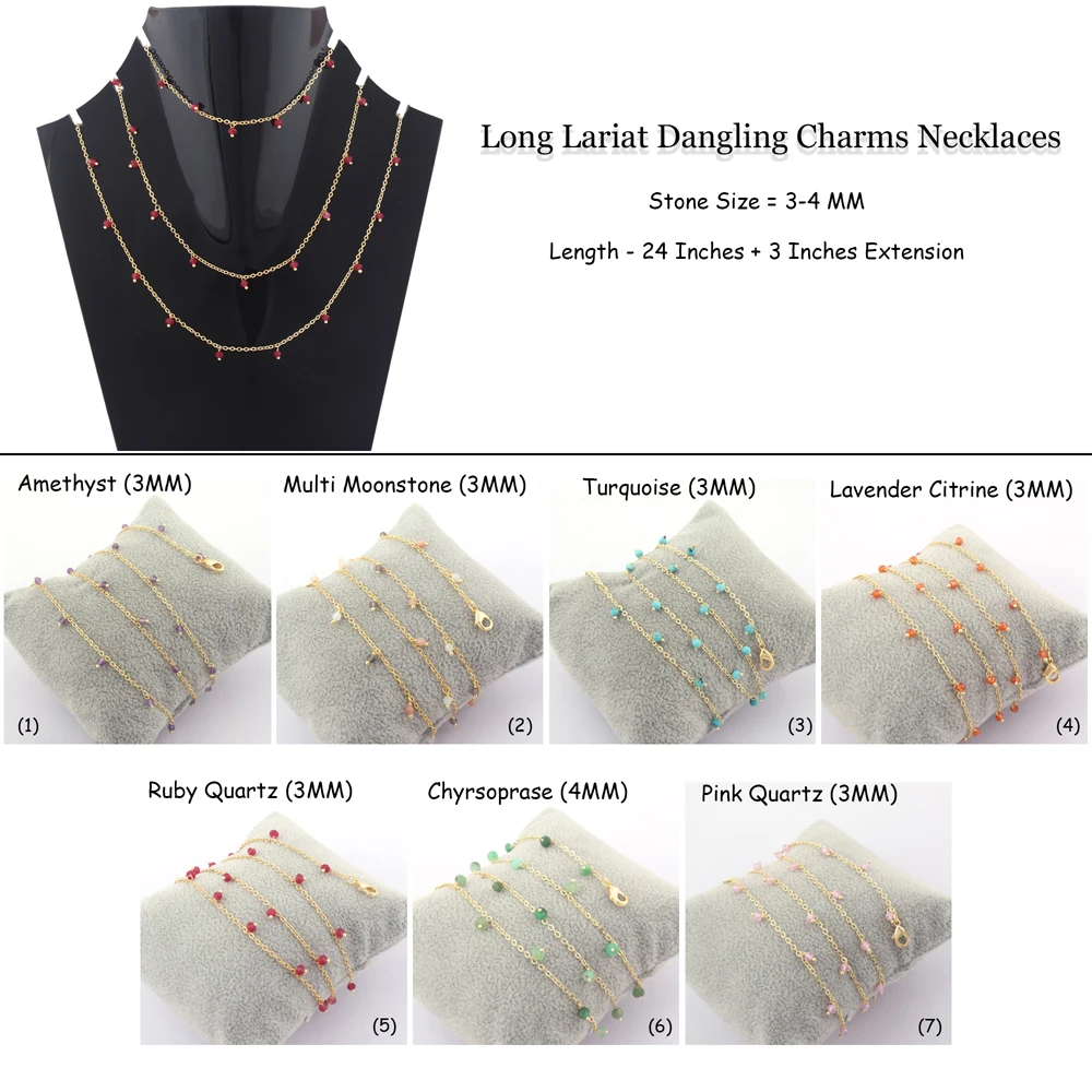 Beautiful Charming Ruby Quartz Roundel Bead Station Necklace Brass Gold ...