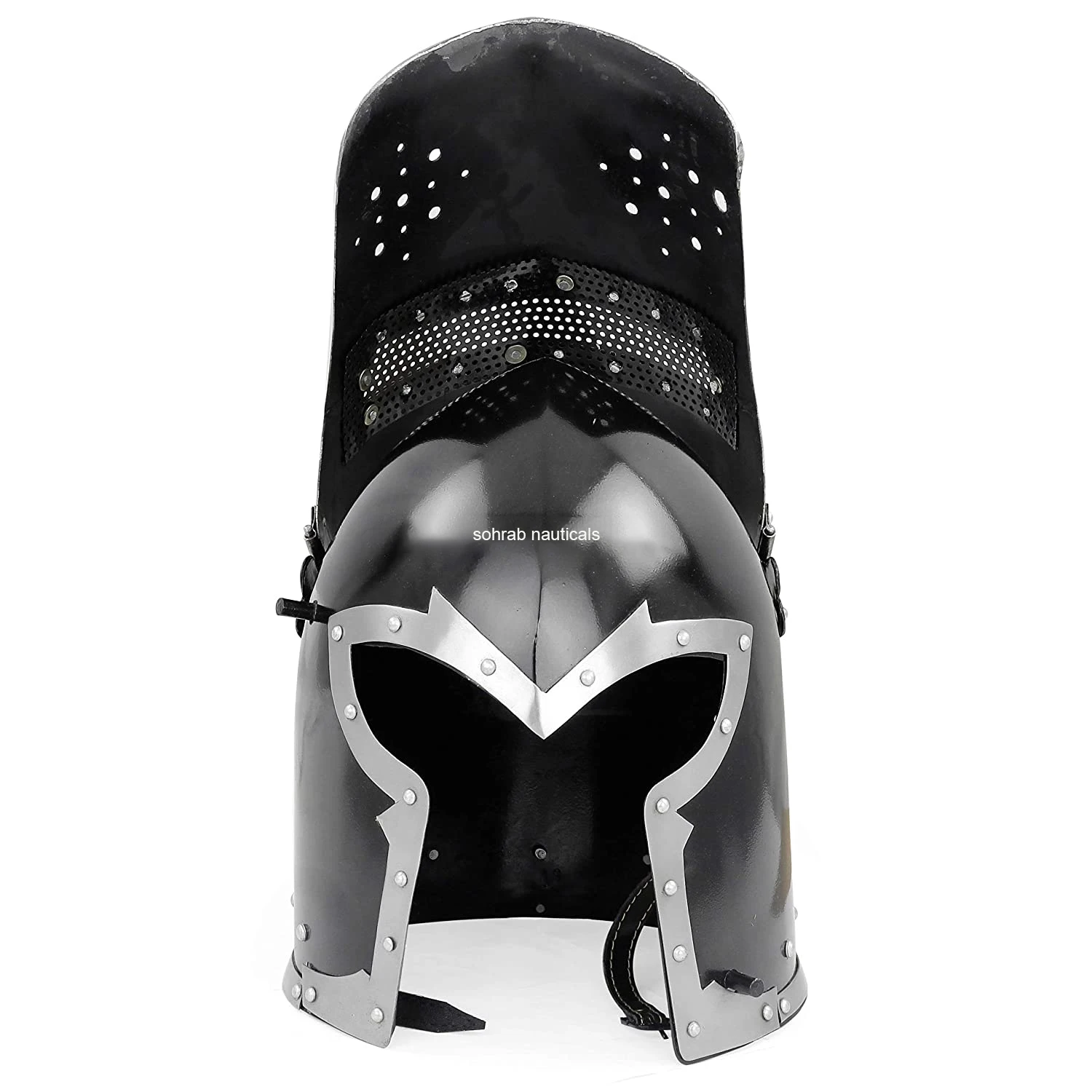 Casco De Barbuta Con Visera De Caballero Medieval,Accesorios De Armadura De Guerrero,Cruzado ...