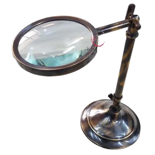 Nautical Antique Brass Magnifying Glass With Base Moveable Lens Desktop ...