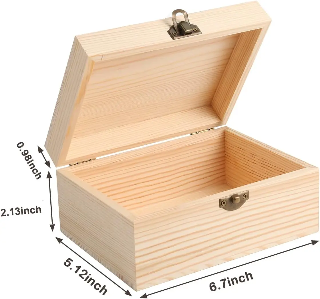 Unfinished Wooden Box With Hinged Lid For Crafts 12" X 9.2" X 3.3" Diy ...
