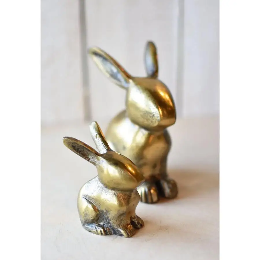 Aluminium Bunnies Rabbit Object Small Large Gold Rabbit Sculpture Set ...