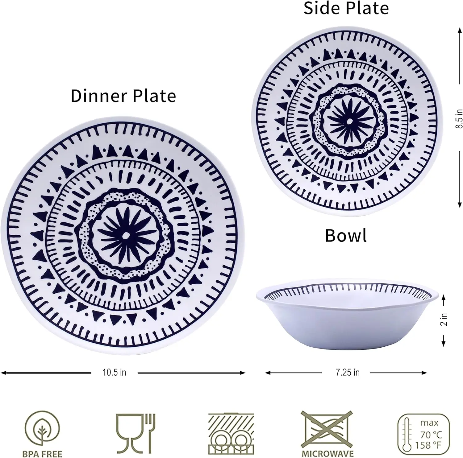 11inch Wood Grain Pattern Melamine Dinnerware Sets Home Outdoor Wedding ...