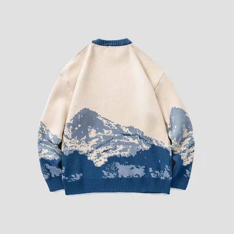 Mens Long Sleeve Van Gogh Printed Knit Sweaters Casual Oversized Custom ...
