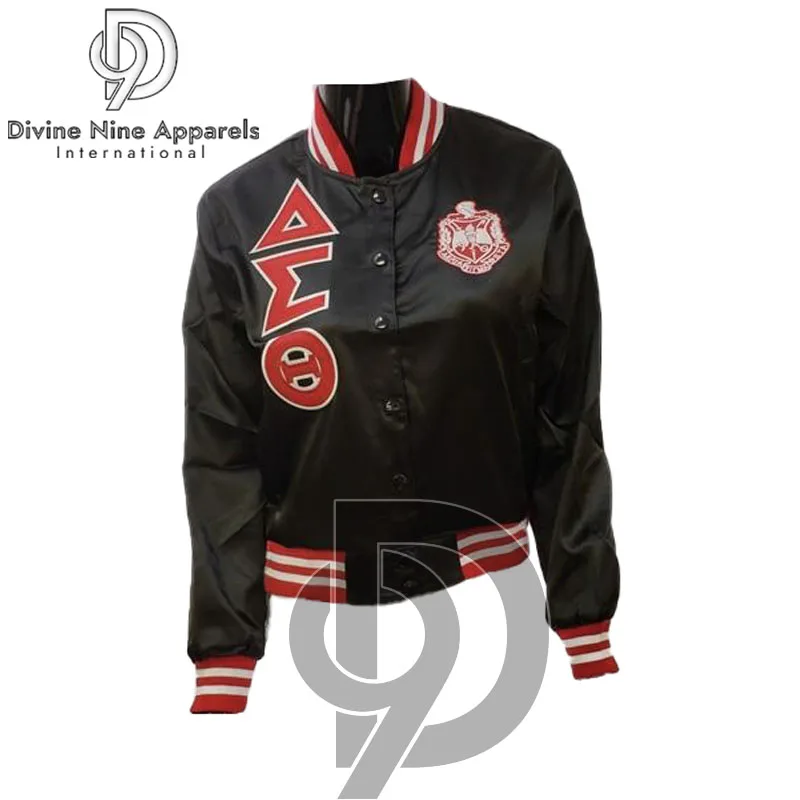 Varsity Jacket Custom Made Satin Crest & Letters Embroidered Greek ...