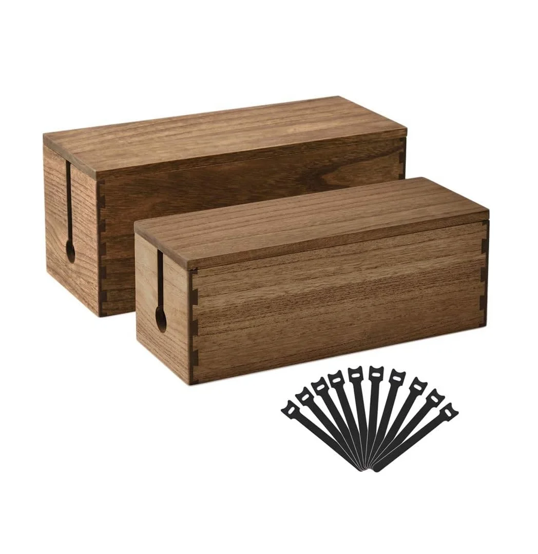 Cable Management Box Wooden Cable Organizer Hide Power Strips ...