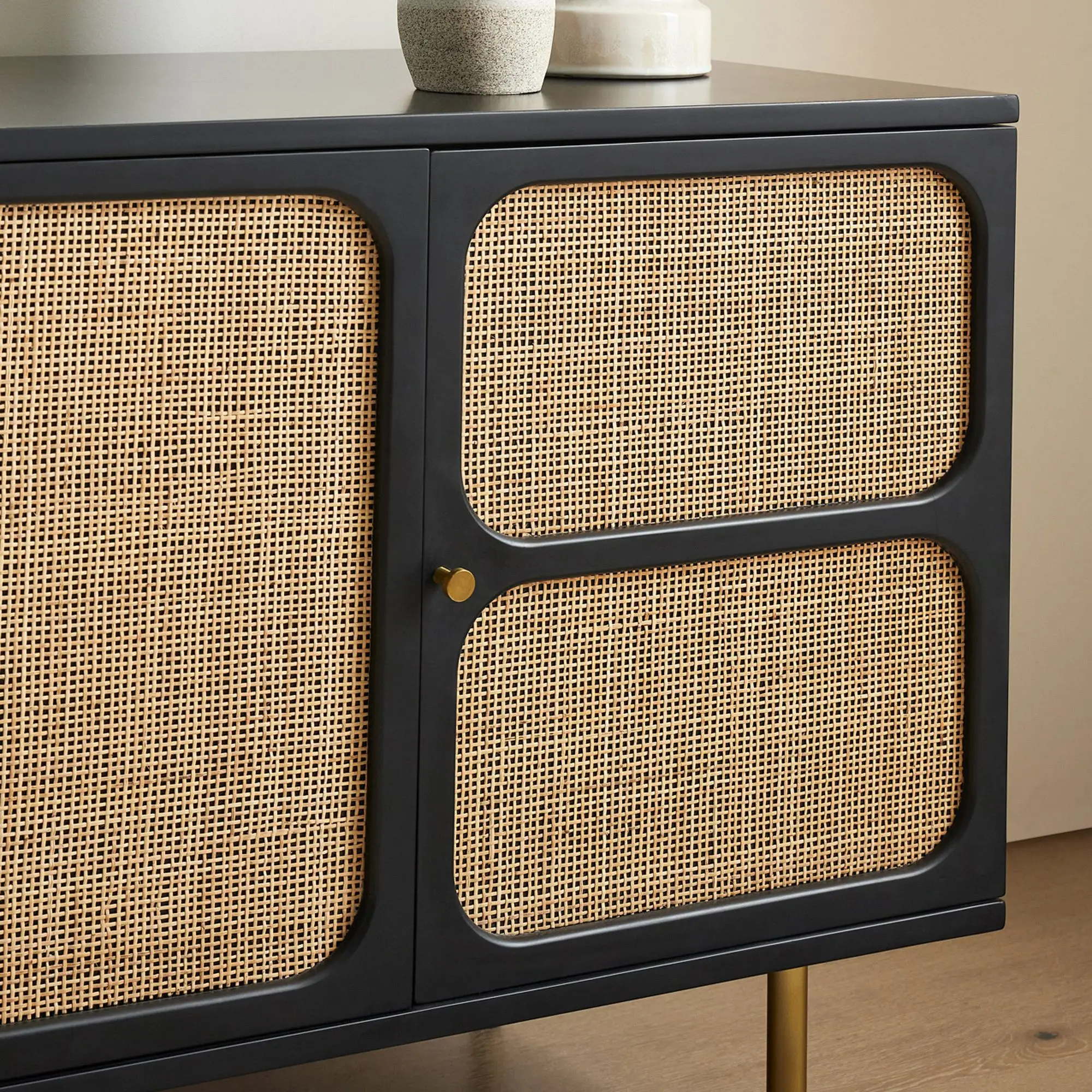 Modern Console Table Solid Wood Frame With Large Storage And Natural ...