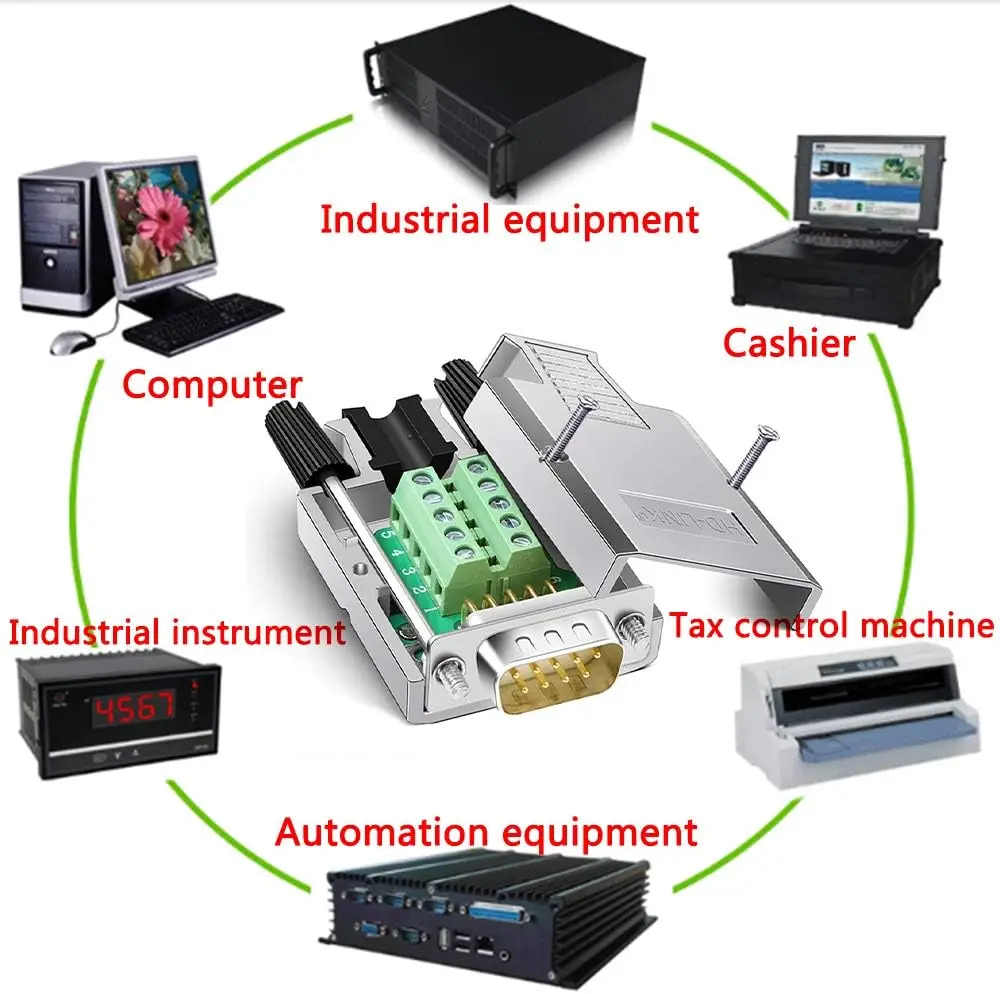 DB9 Breakout Connector - Solderfree Metal Shell RS232 Adapter