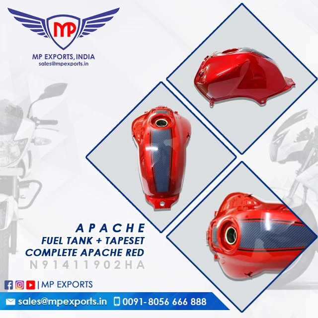 Fuel Tank + Tapset Complete Apache Red for TVS Apache RTR