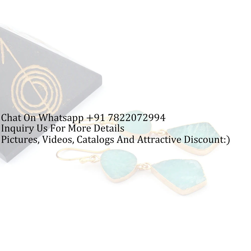Factory Custom Jewelry Real Amazonite Two Tier Dangle Earring Brass ...