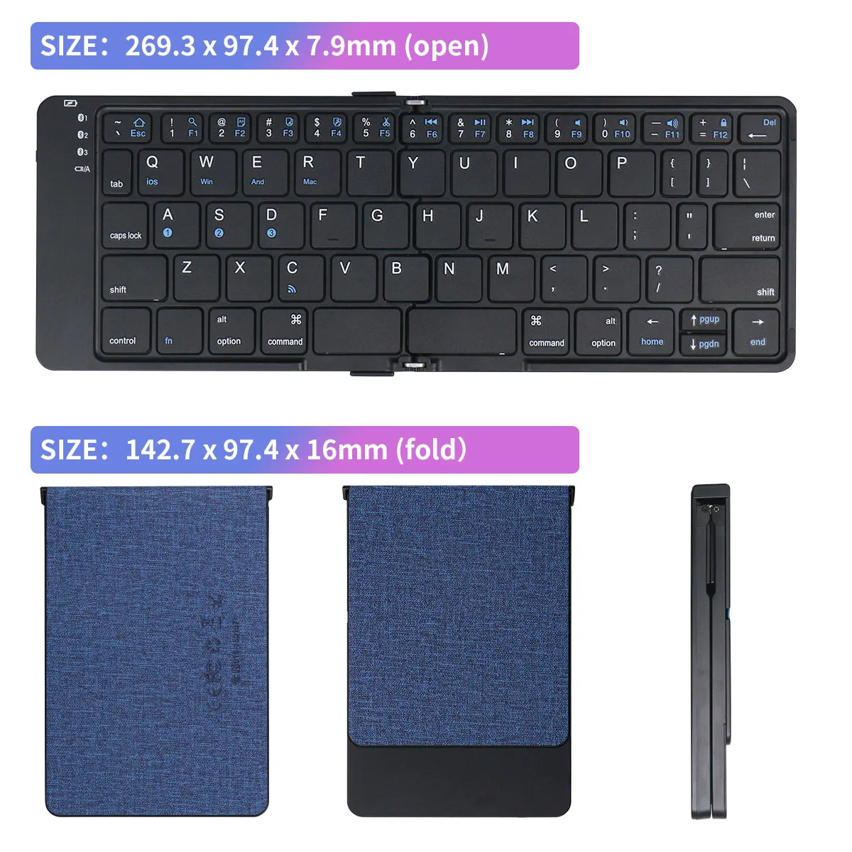 Wholesale Dual Fold Bluetooth Keyboard - Mini Keyboard Wireless