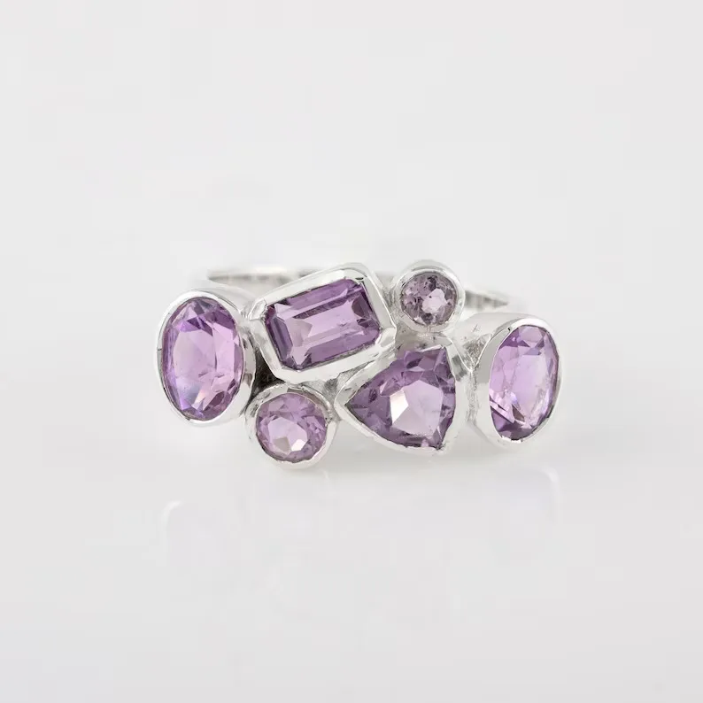 Statement Amethyst Ring Natural Gemstones 925 Sterling Silver,Purple ...