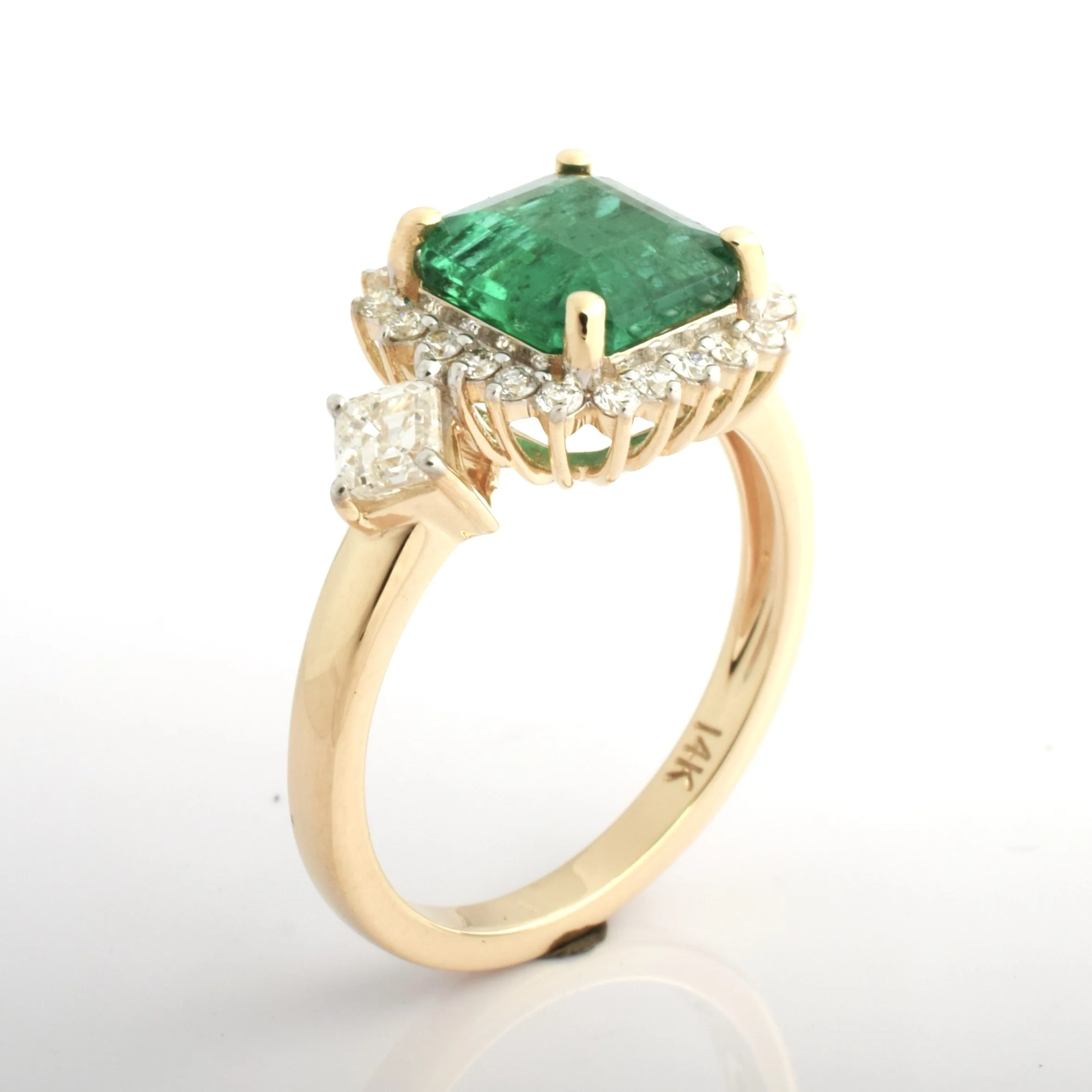 Fine Gold Jewelry Gold Ring with Natural Handmade Cut Emerald Gemstone ...