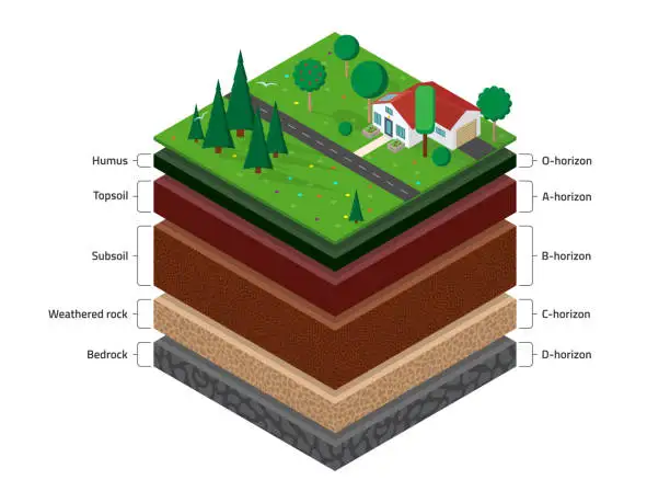 Horizontal Strata Deposition - Educational Rocks Adjacent to Mountains