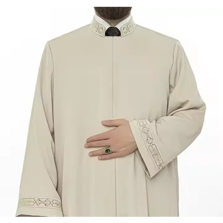 Classic Lightweight Full-Length Imam Robe for Men Subtle Embroidery ...