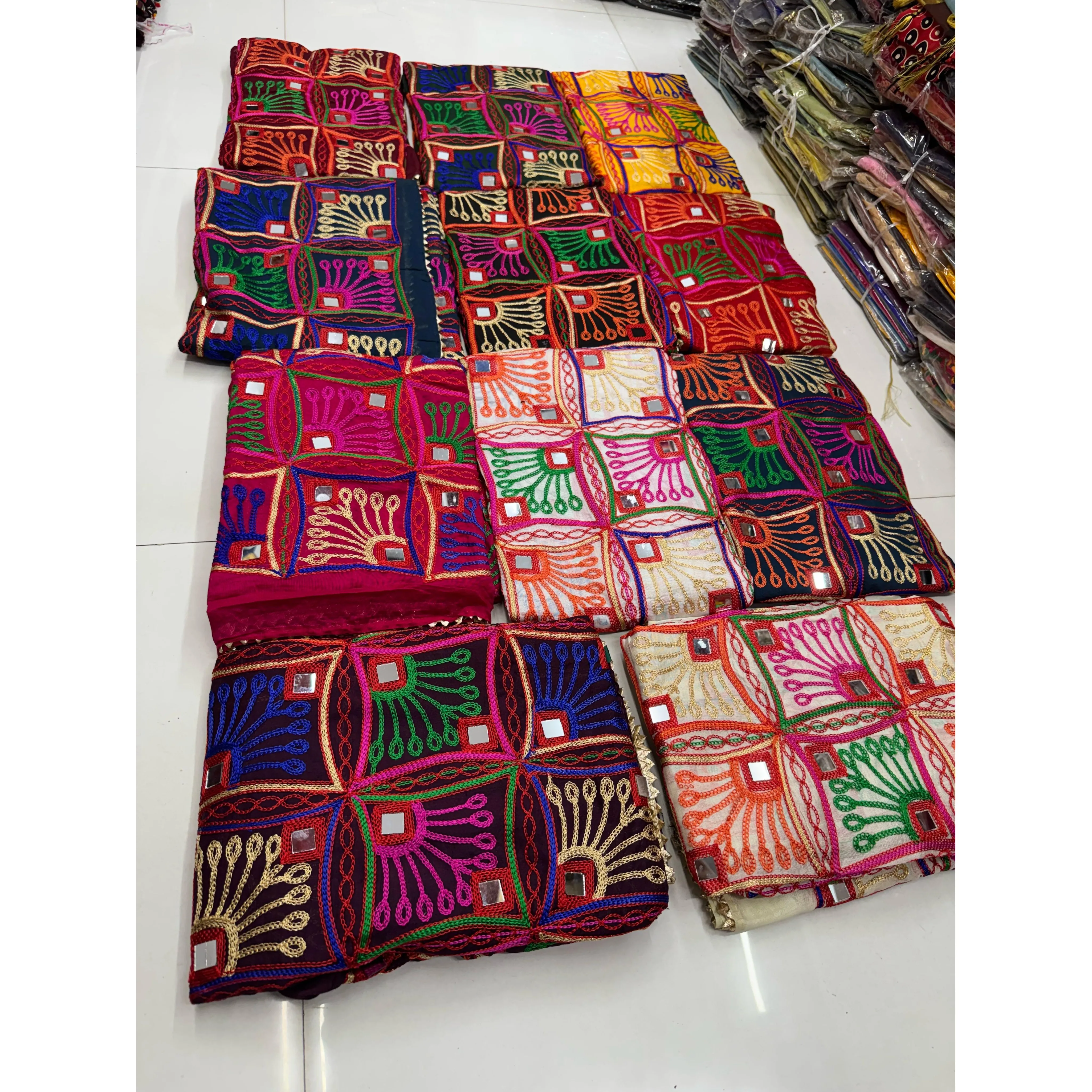 Wholesale Heavy Gujarati Embroidered Mirror Work Dupatta with ...