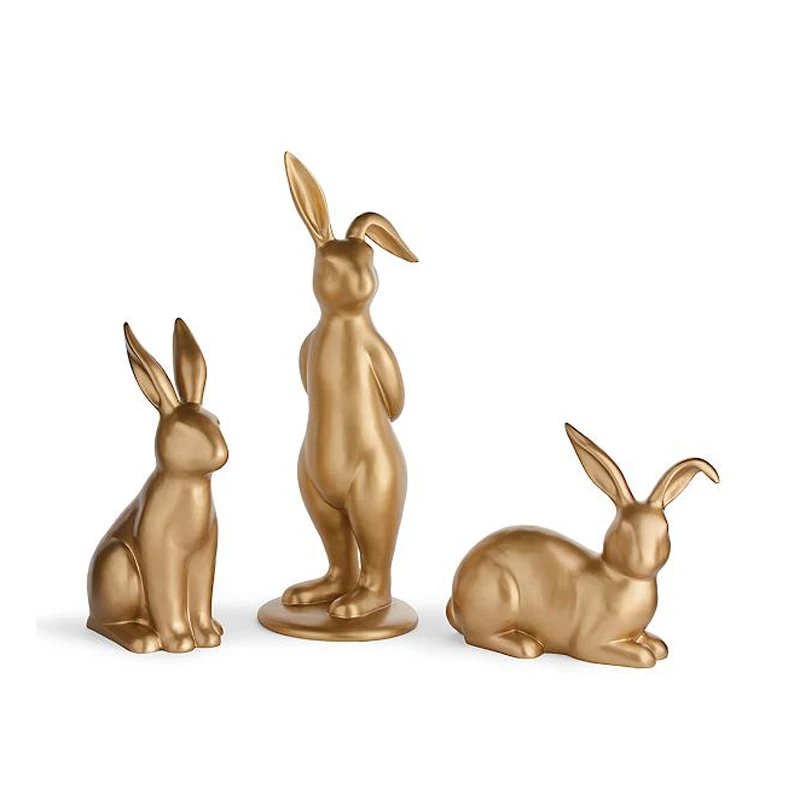 Modern Bunny Sculpture Metal with Gold Colour for Festive Decor