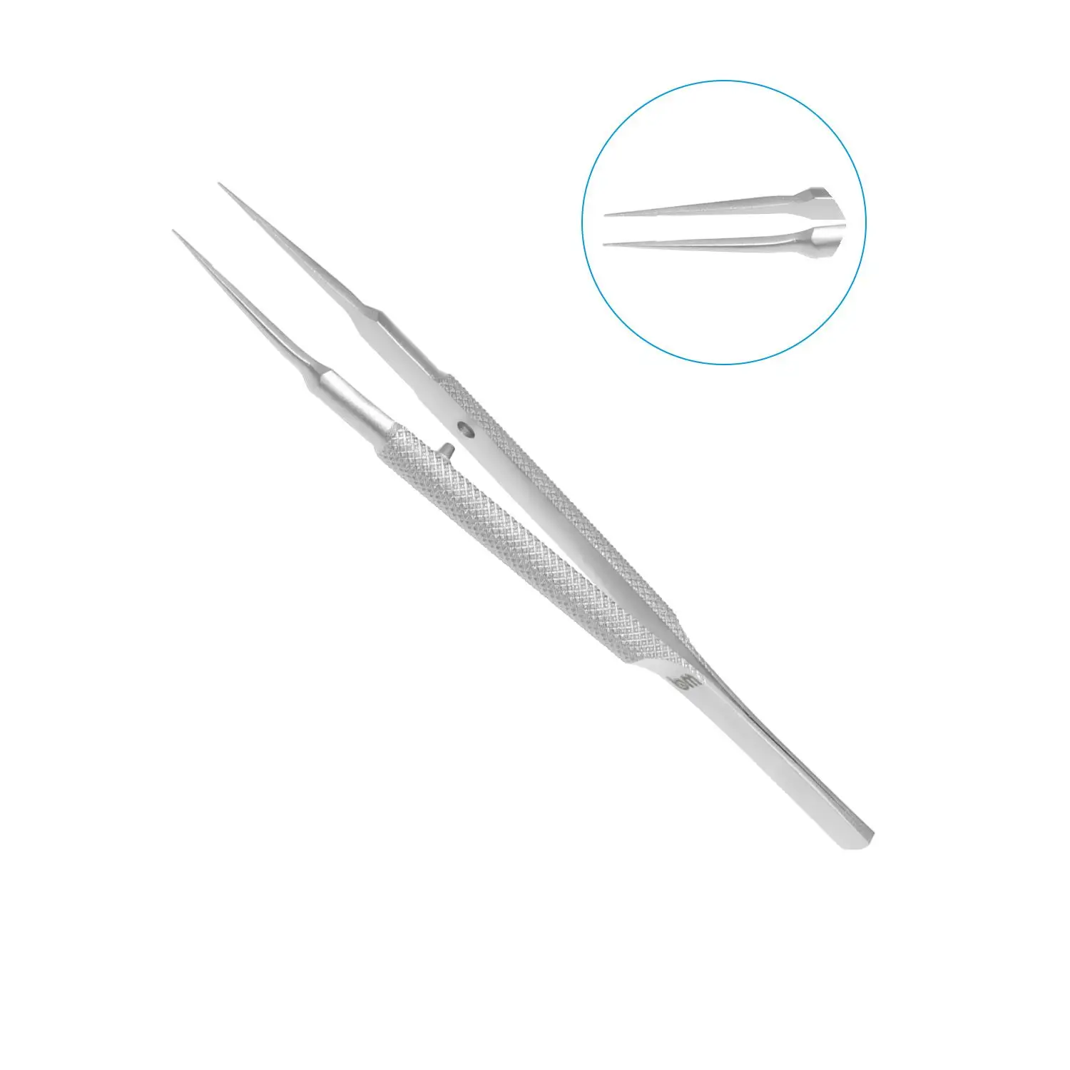 Tweezer Micro Forceps Toothless Flat Tip 4 Inch Round Handle Gray Steel ...