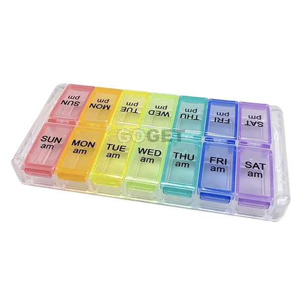7-Day Medicine Organizer: Quick Fill Pill Box, Dual Daily Compartments ...