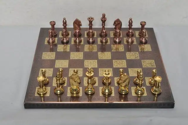 Designer Brass Chess Set - Premium Metal International Chess