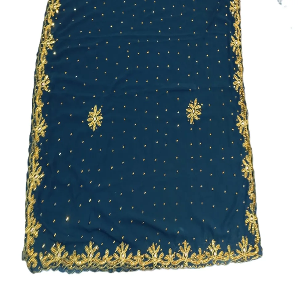 Somali Stone Work Embroidered Chiffon Dupatta Garbasar Scarf