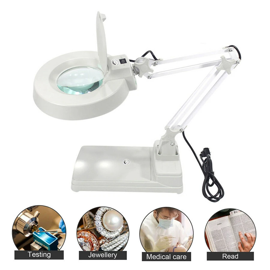 LT-86C Folding Workbench 10x Magnifying Glass Table Lamp with Lighting ...