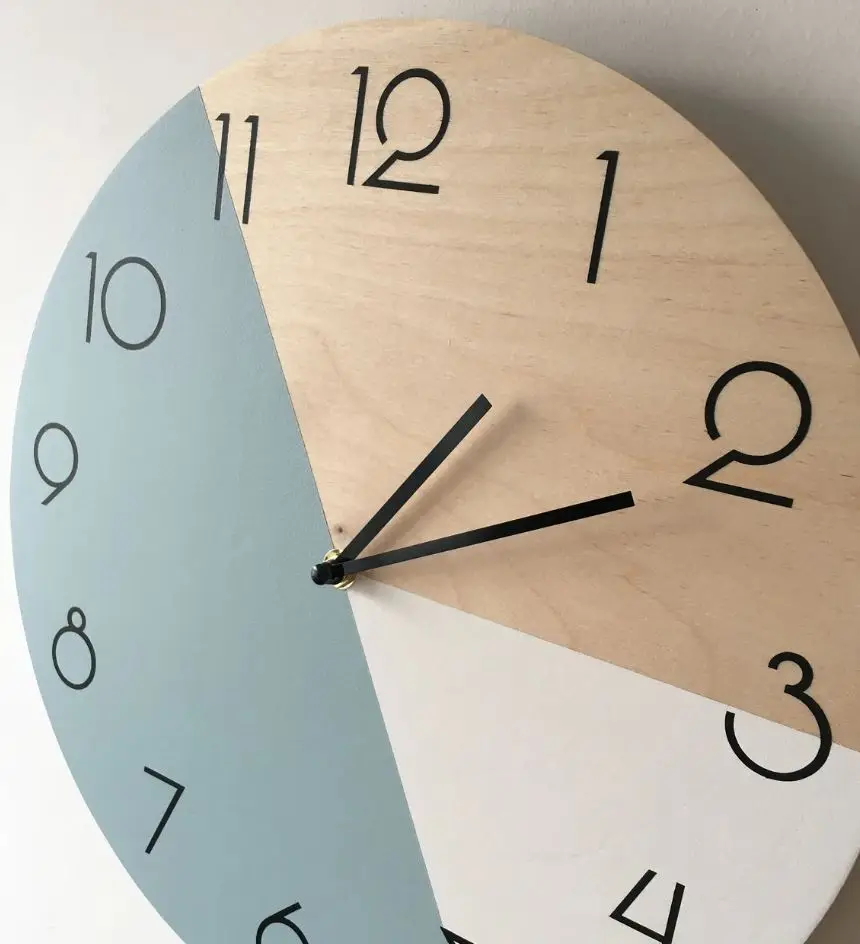 Pastel Blue And White Clock Mid Century Decor Geometric Wall Clock With ...