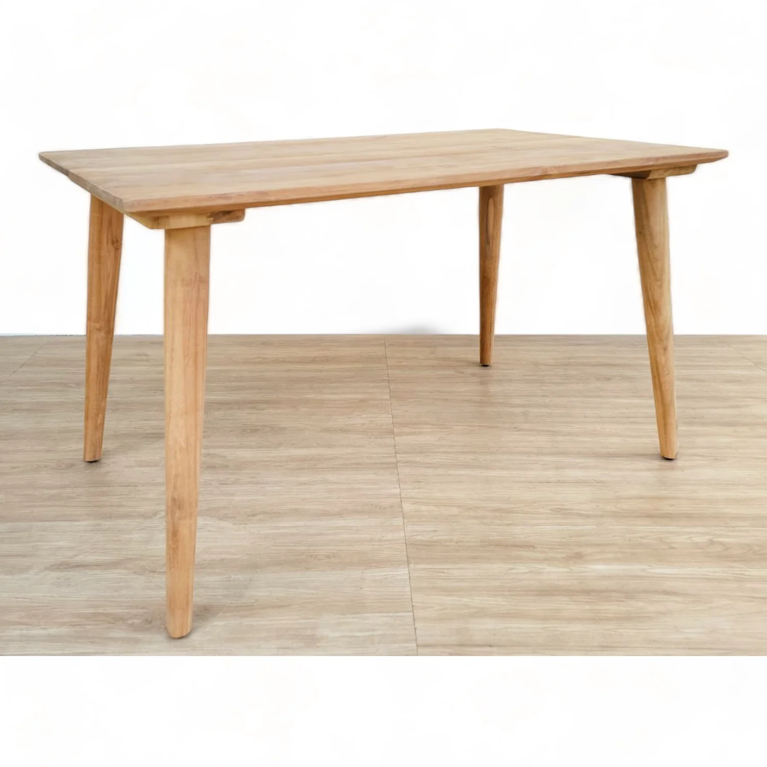 Teak Wood Furniture Round Legs Dining Table For 6 Chairs Modern Luxury ...