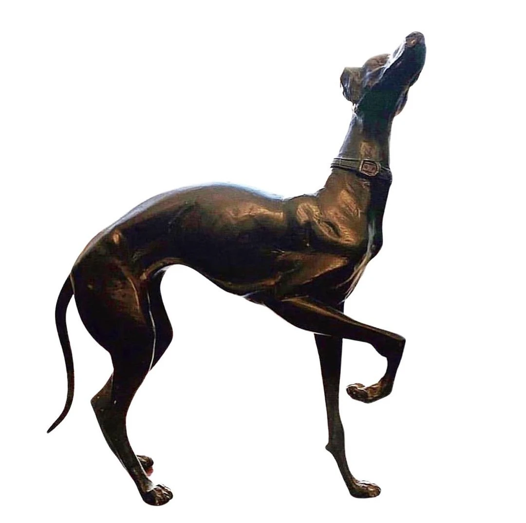 Metal Greyhound Dogs Statue Sculpture Pair for Home Decor