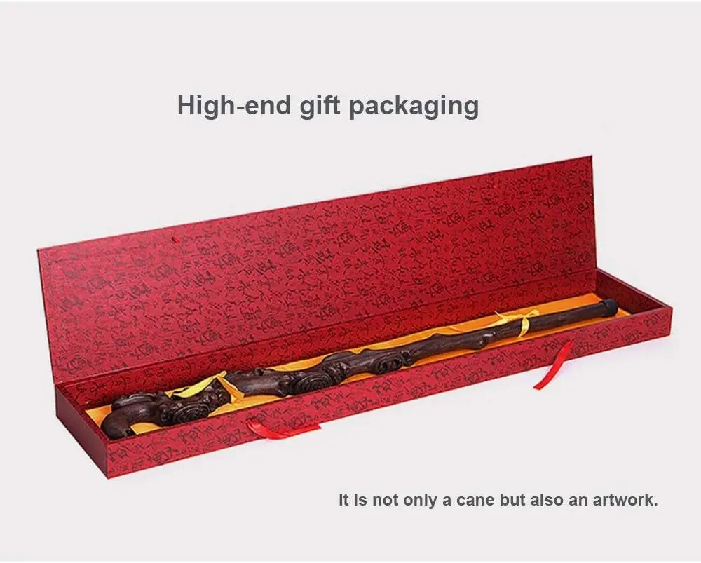 Wood Cane With Supportive Curved Handle Exquisite Carving Walking Canes ...